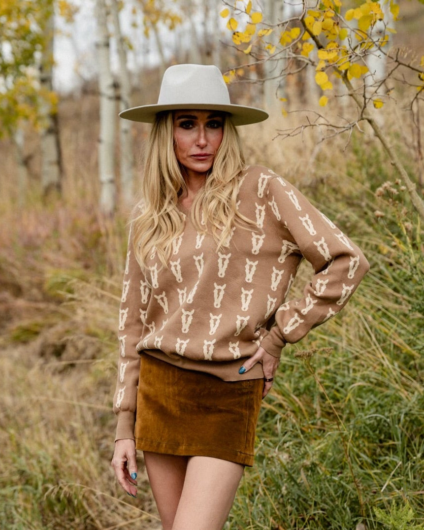 The Deinhardt VARSITY Sweater - Cognac / Cream | Farm House Tack