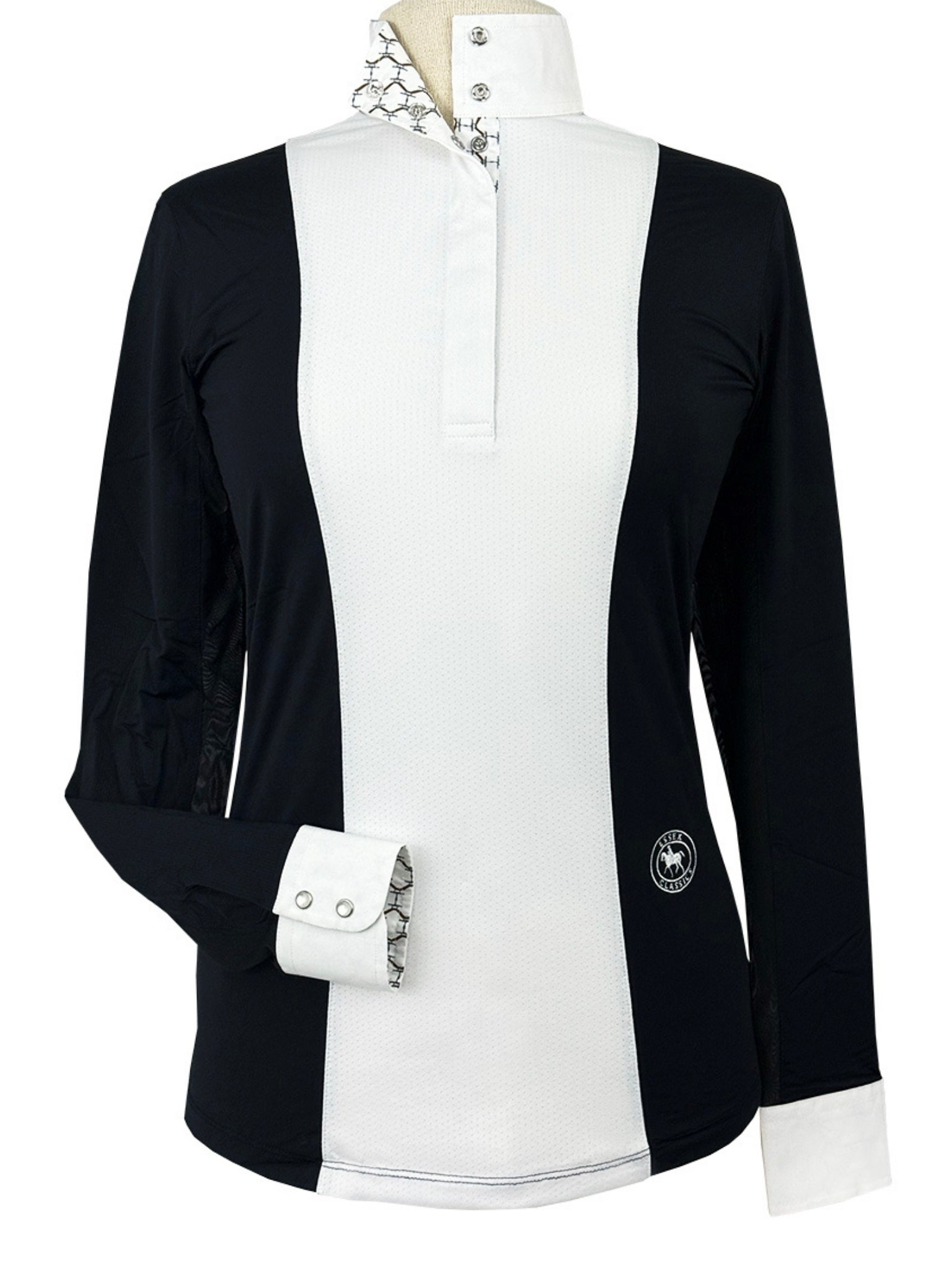 Ladies "Luna II" Black with Braided Reins & Bits Long Sleeve Performan