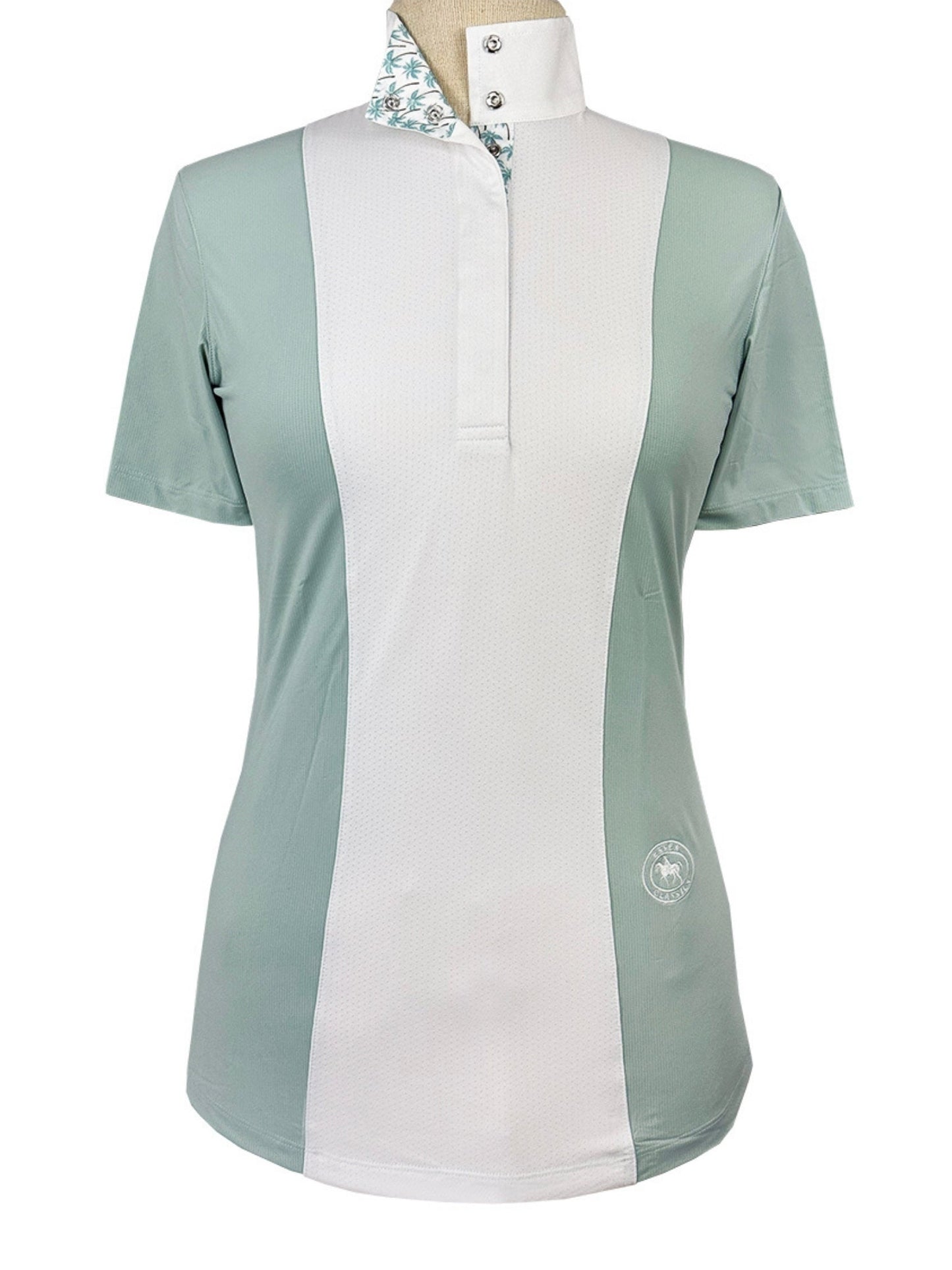 Ladies "Luna II" Seafoam with Palm Trees Short Sleeve Performance Show